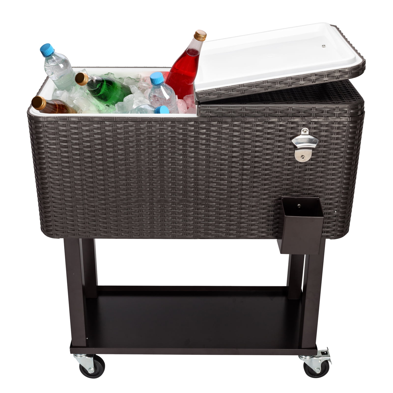 80QT Rattan Square Legs Cooler with Shelf - Walmart.com
