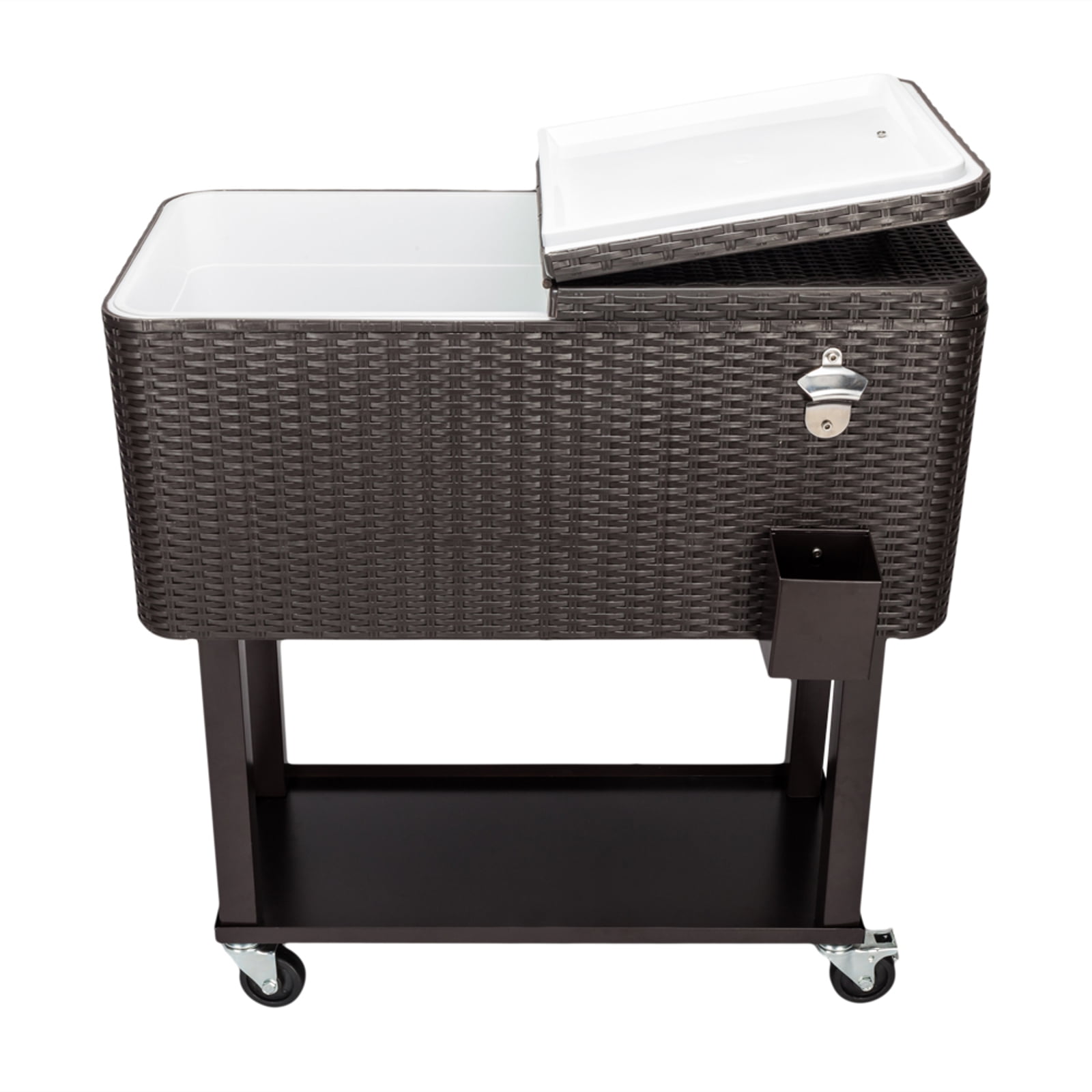Pevo 80QT Rattan Square Legs Cooler, with Shelf - Walmart.com