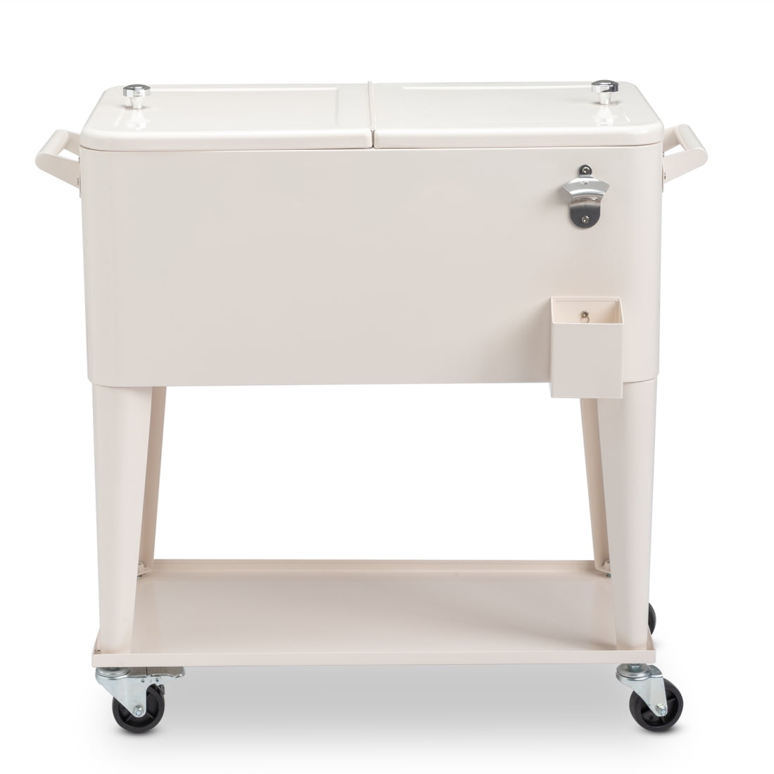 80QT Rolling Cooler Cart with Lockable Wheels, Portable Beverage Bar ...