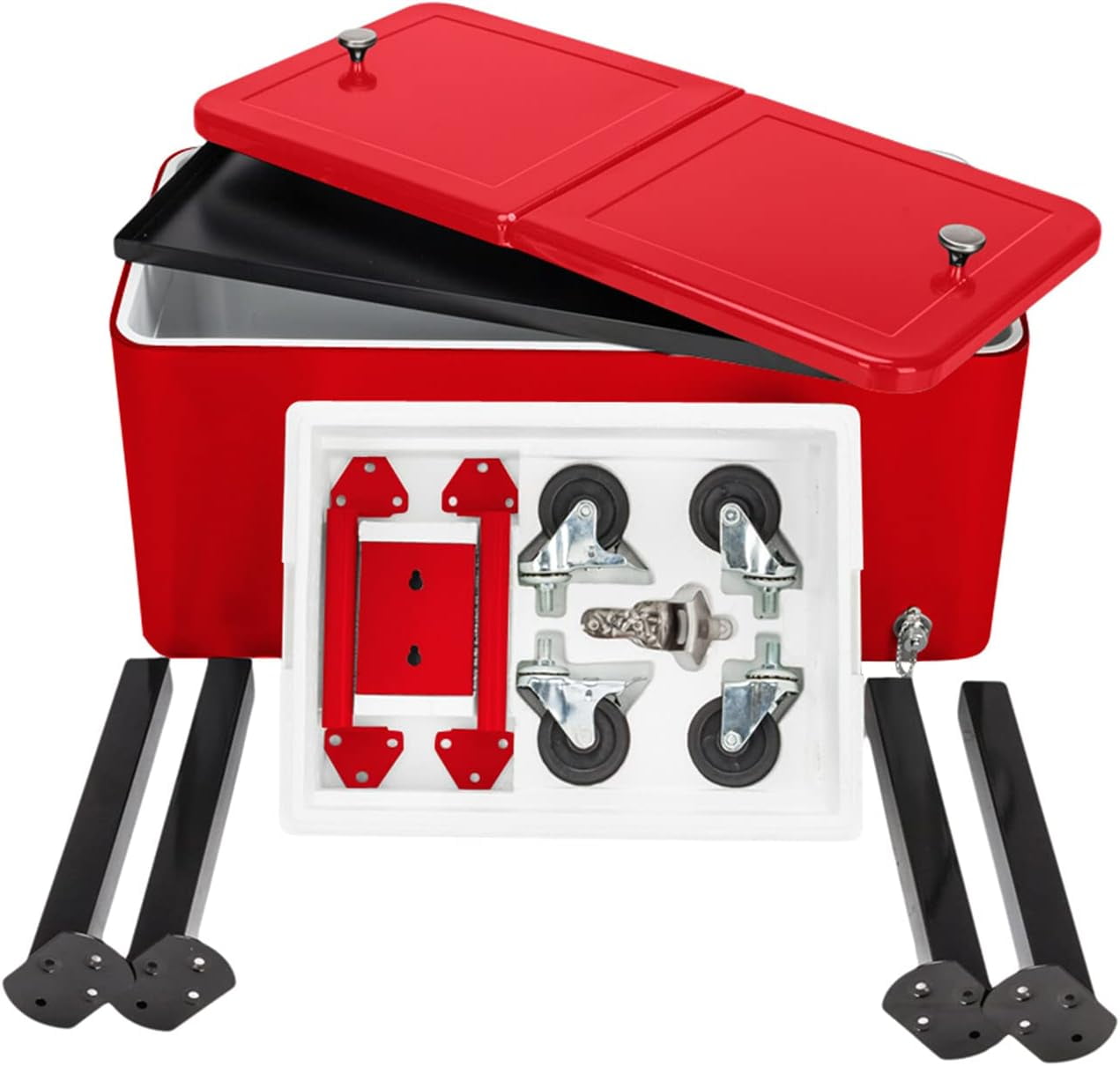 80Qt Red Box Black Square Foot Tube with Drain Pipe Freezer Incubator ...