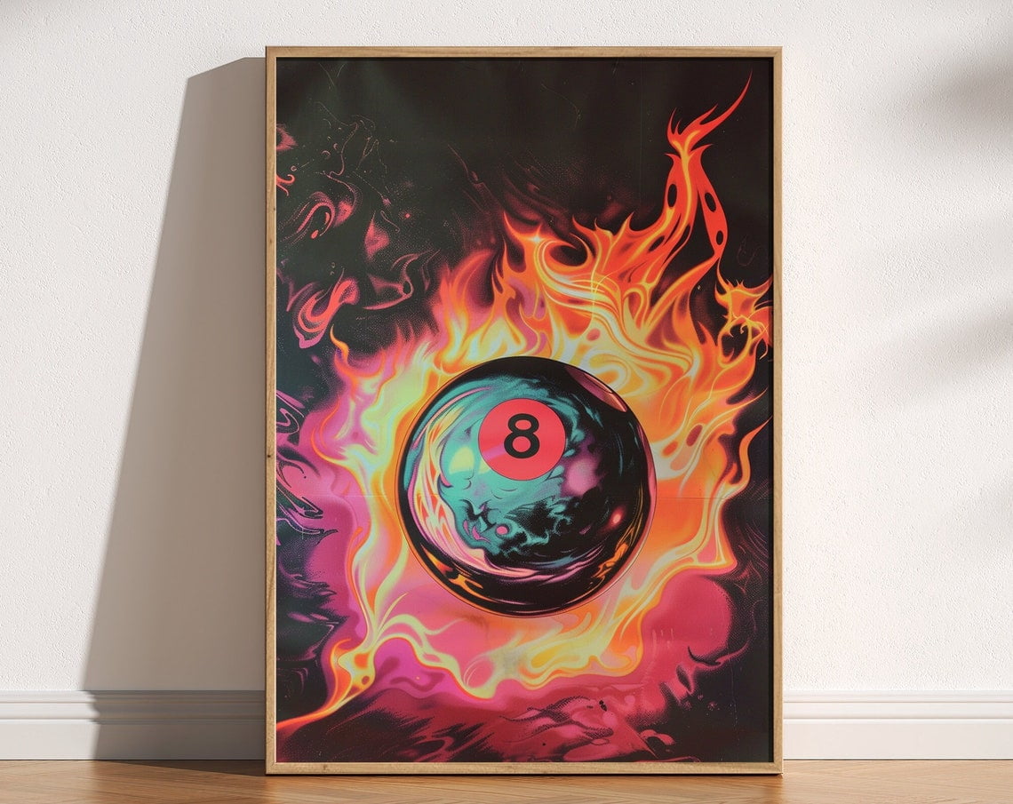 80S 8 Ball Print, Trendy Pool Ball Print, Vintage Retro 8 Ball And ...