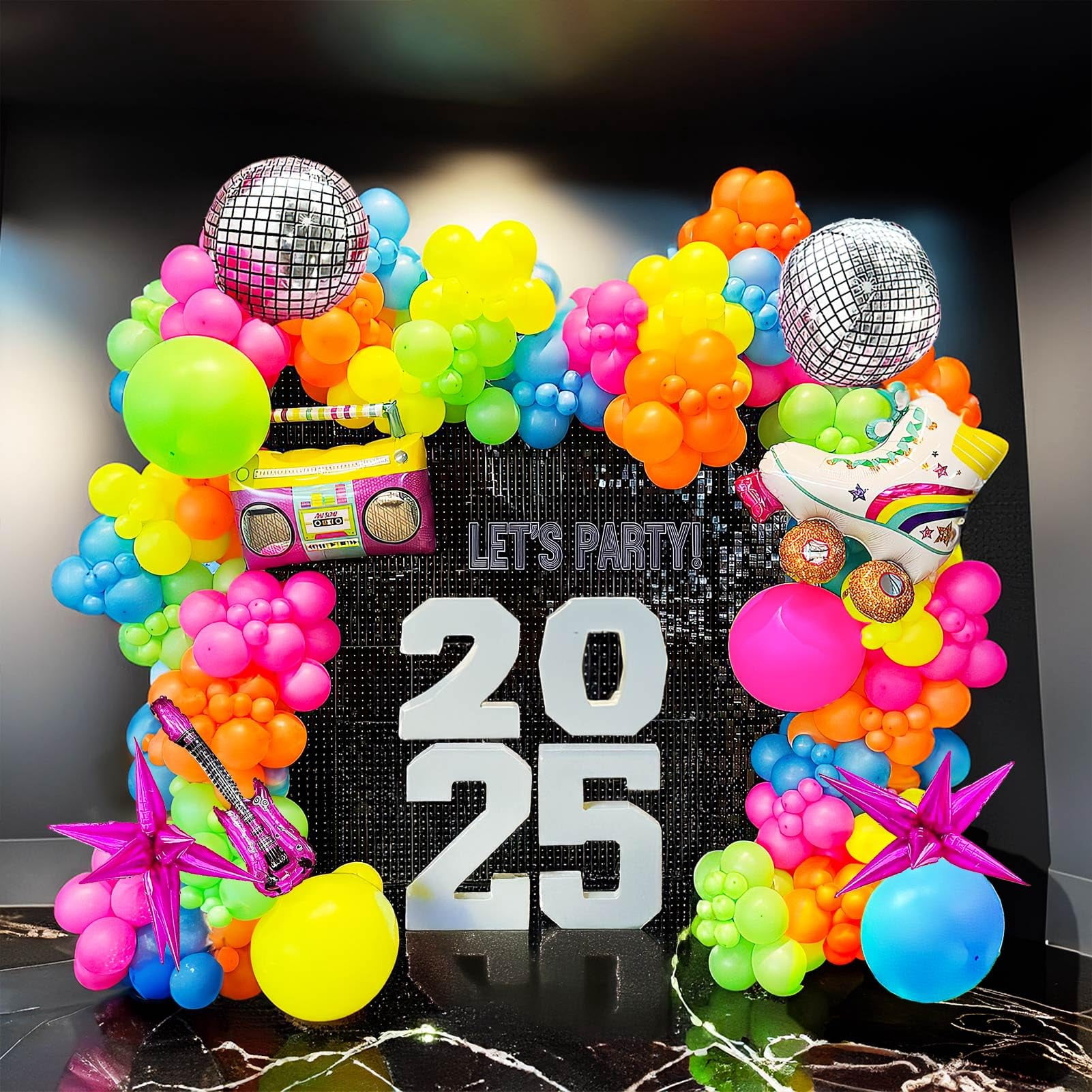 80S Music Theme balloon garland arch kit 150pcs hot pink blue green ...