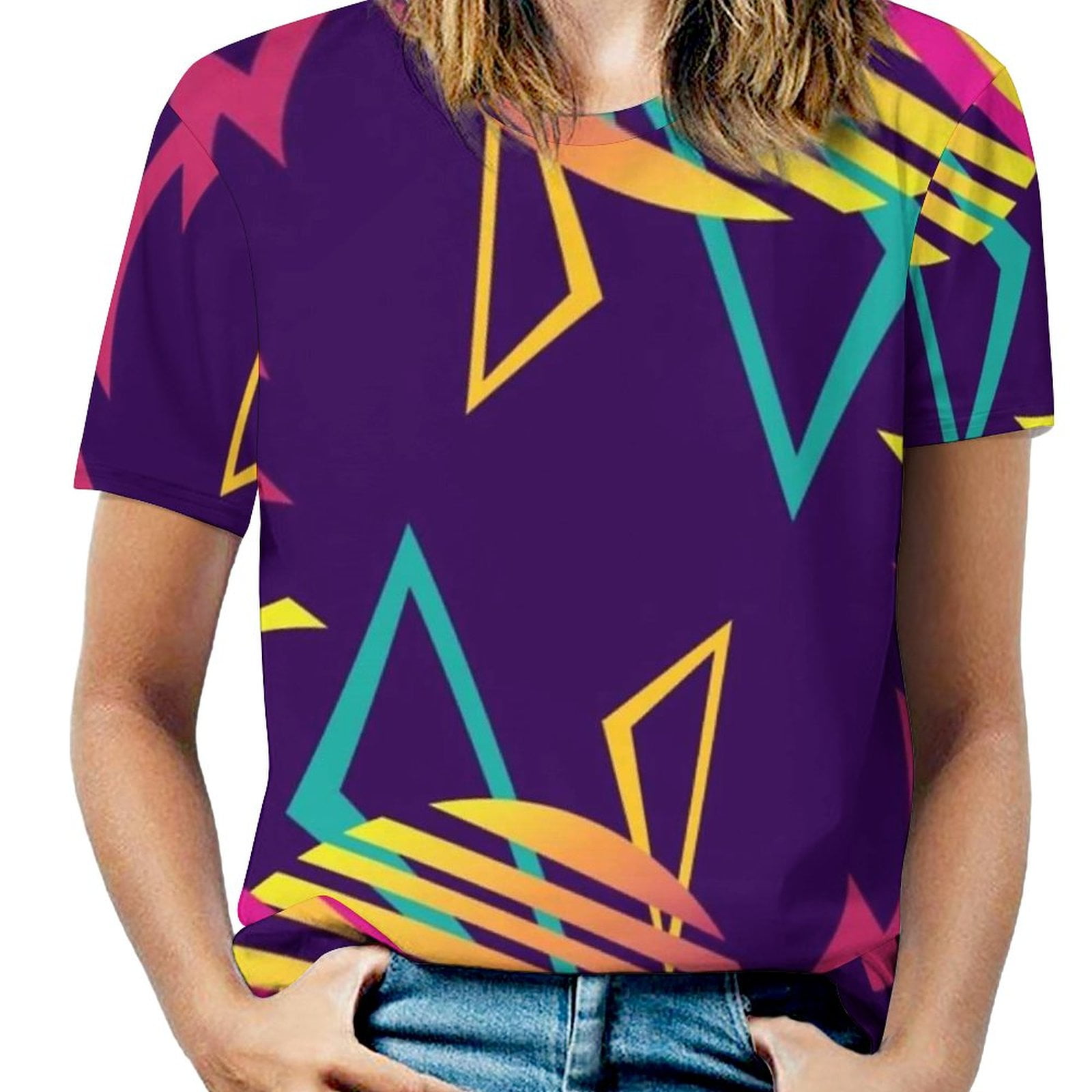 80s Neon Classic Dark Violet Womens T Shirt New Fashion Printed
