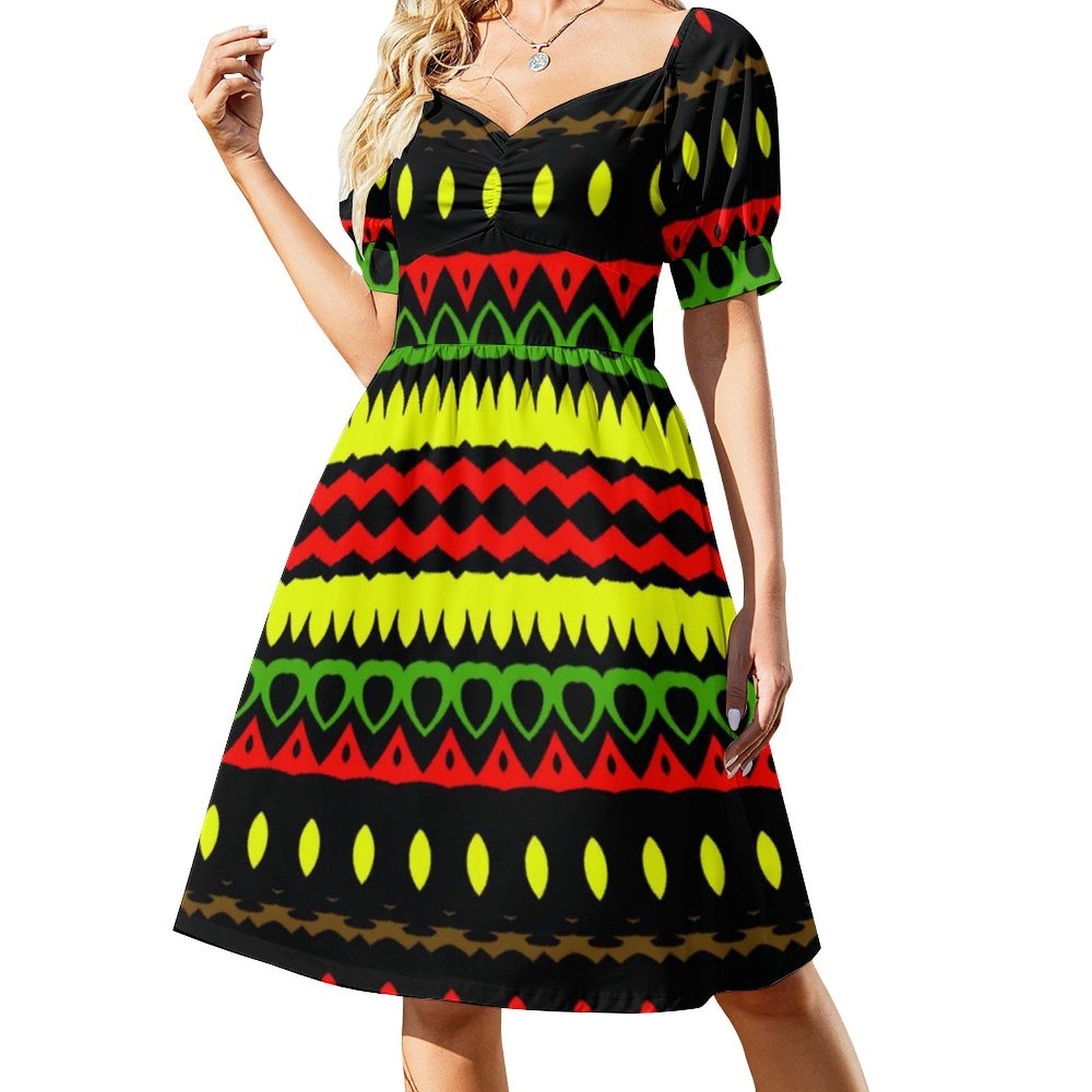 80S Paint Splash Dress Graffiti Colorful Print Cute Dresses Woman Short ...