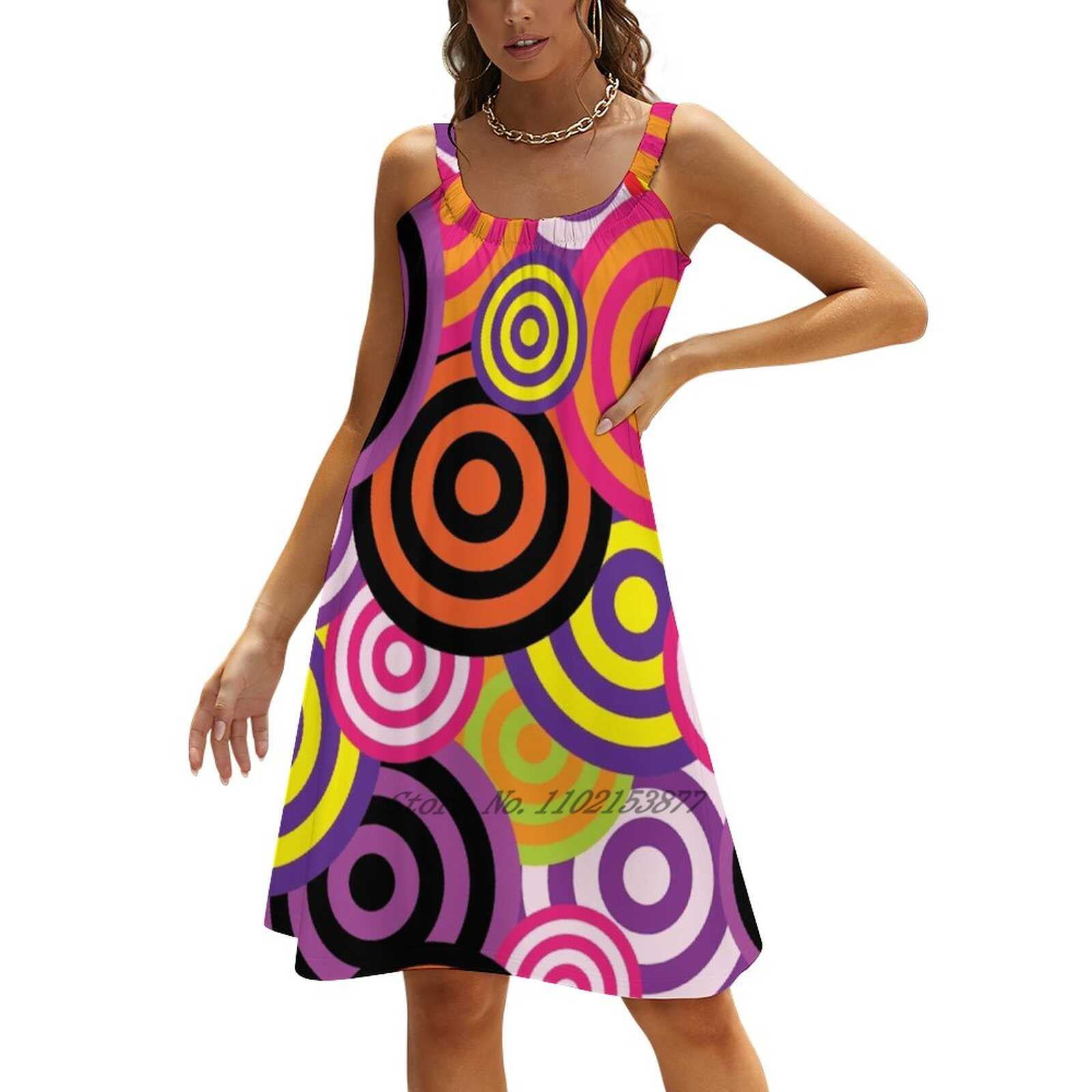 80S Pattern Loose Pocket Dress Women Casual V Neck Dress Printed Dress ...