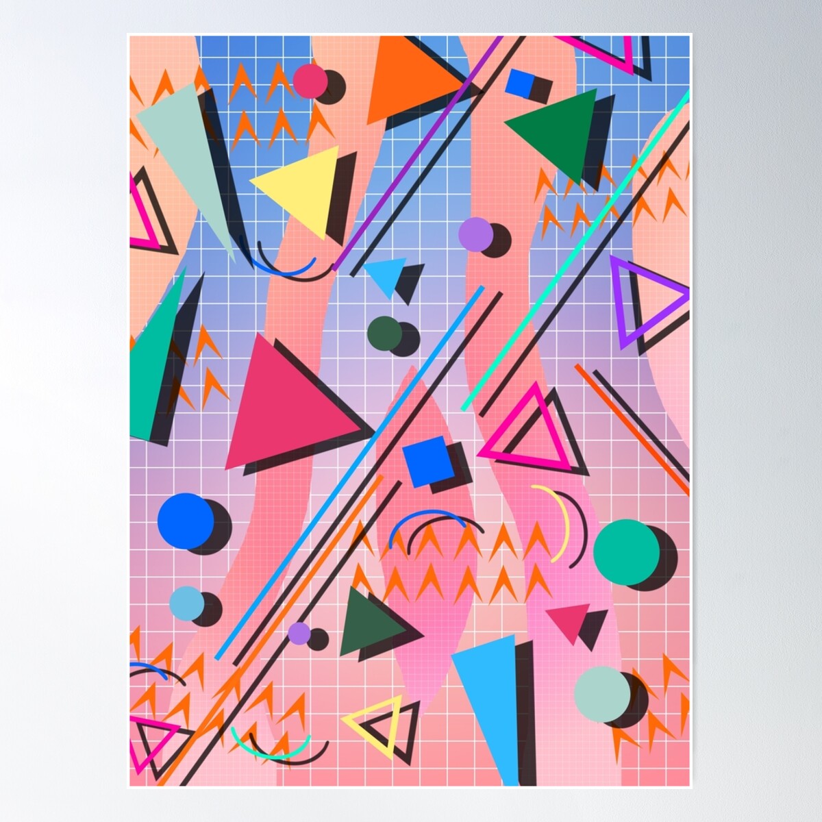 80S Pop Retro Pattern 2 Poster Wall Art, Modern Wall Decor For Living ...