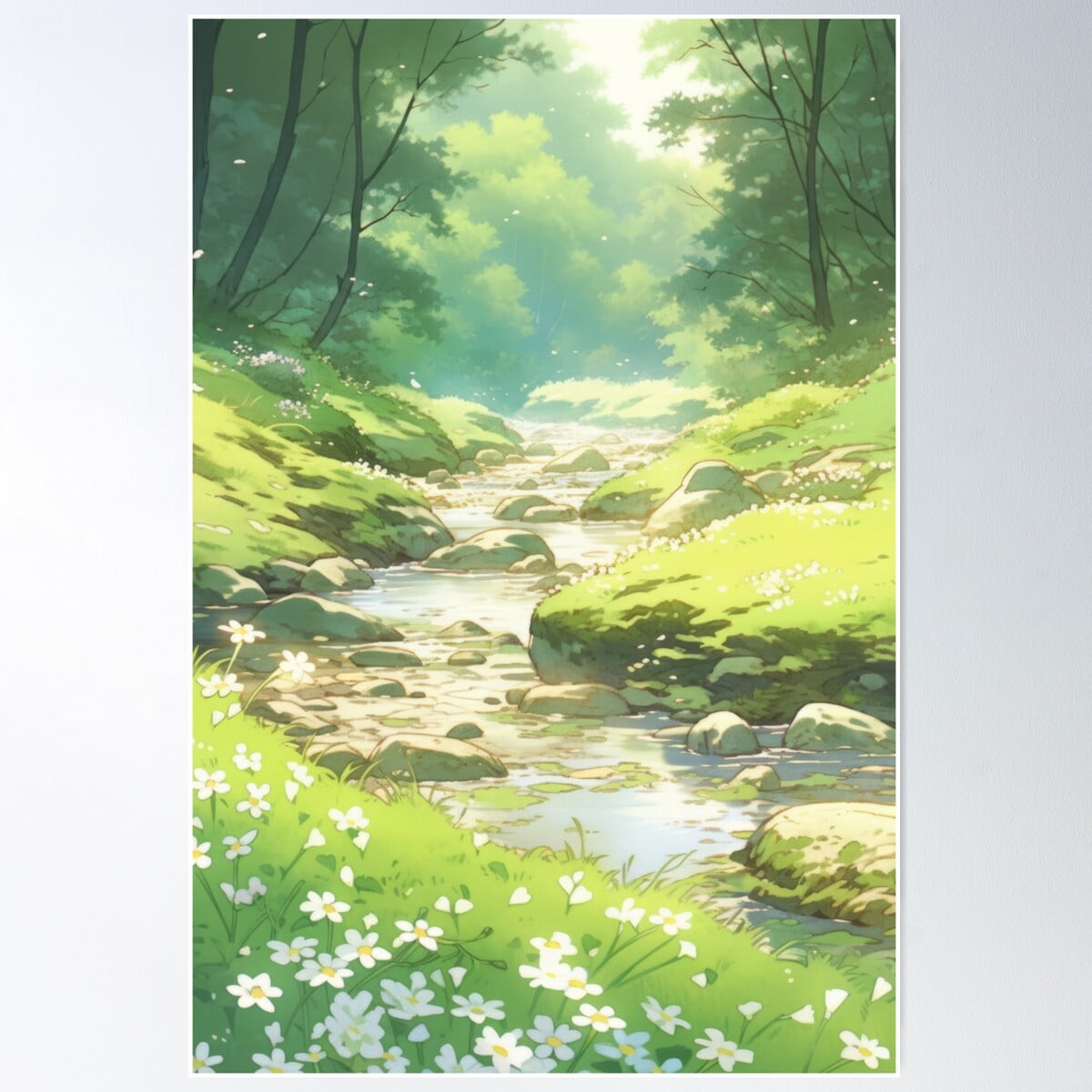 80S Retro Anime Forest Landscape Poster Wall Art, Modern Wall Decor For ...