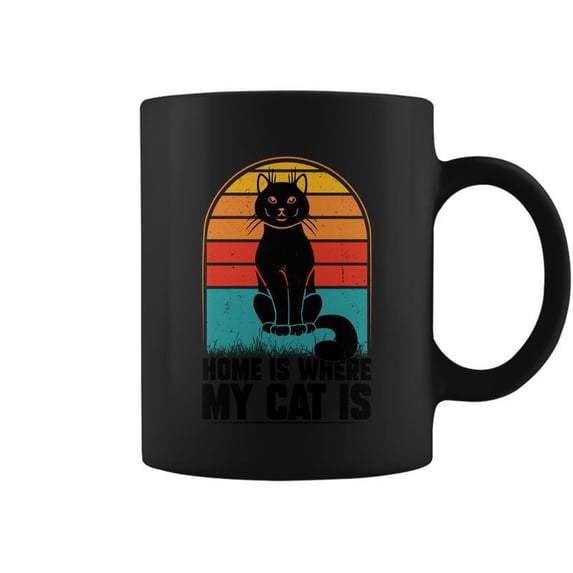 80S Retro Distressed Sunset Black Cat Lover Quote Ca - Walmart.com