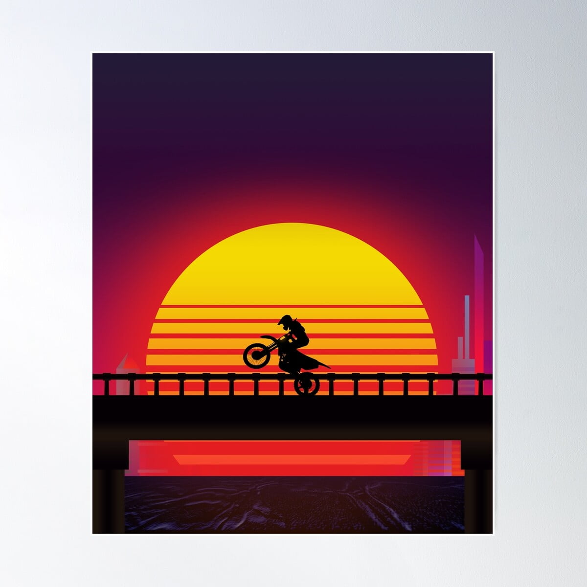 80S Retrowave Futuristic Biker Driving Poster Wall Art, Modern Wall ...