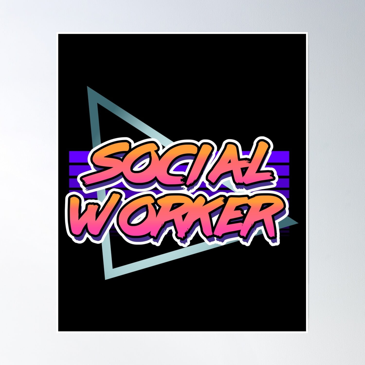 80S Style Social Worker Design For Women And Men Gift Love Poster Wall ...