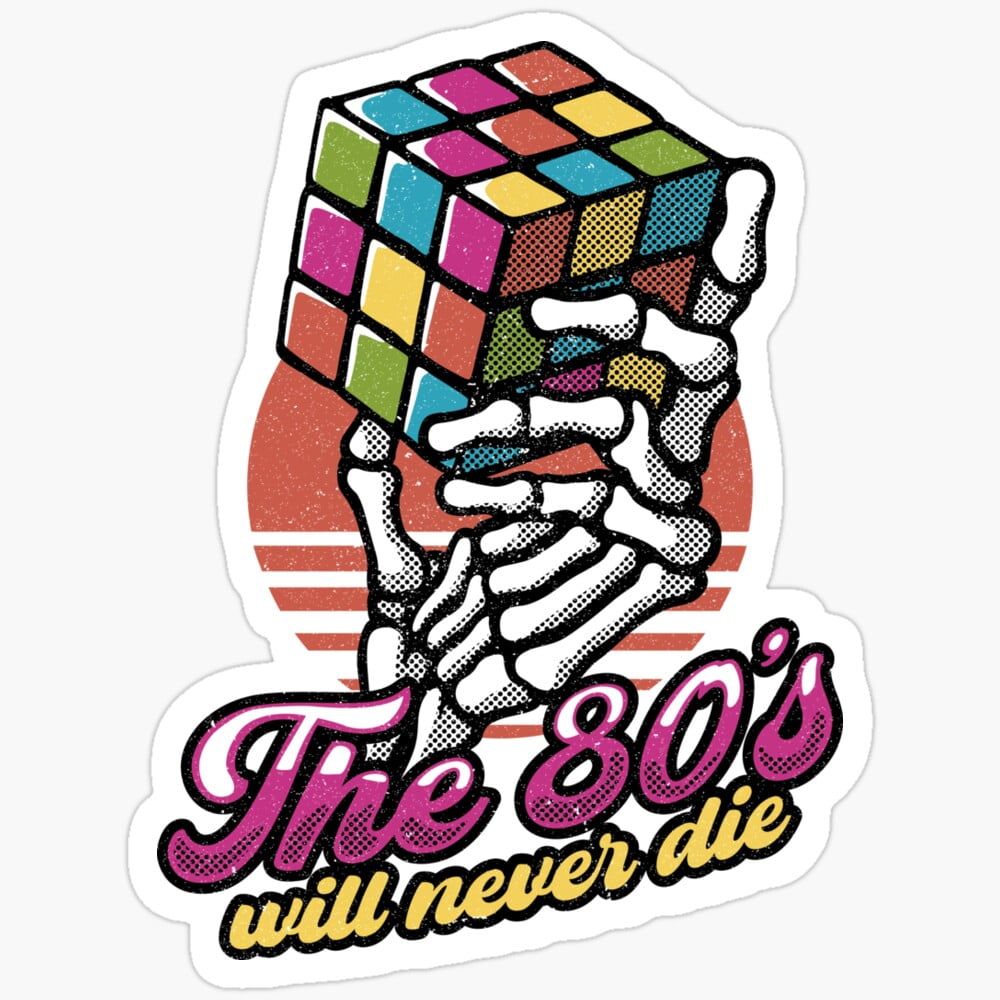 80S Will Never Die Skeleton Cube Vintage Sticker Phone Decal Water ...