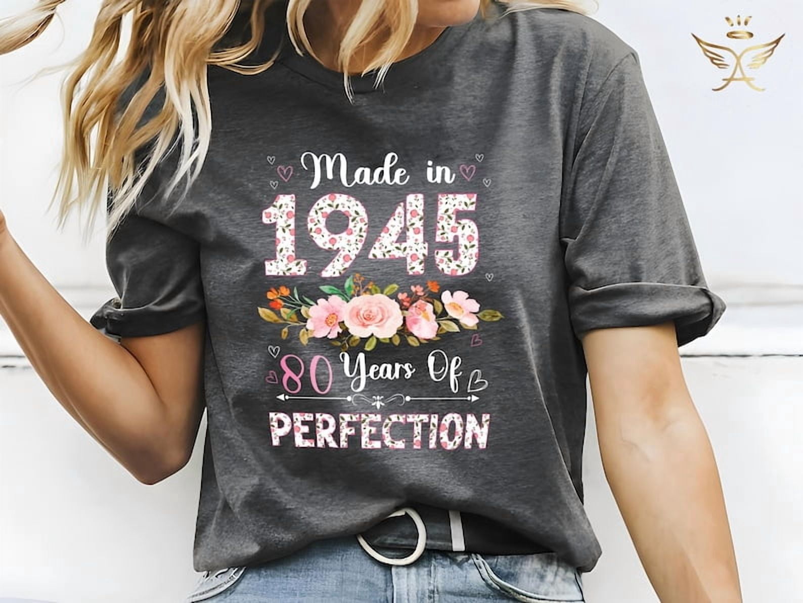 80Th Birthday T-Shirt, Vintage 1945 Milestone Celebration Graphic ...