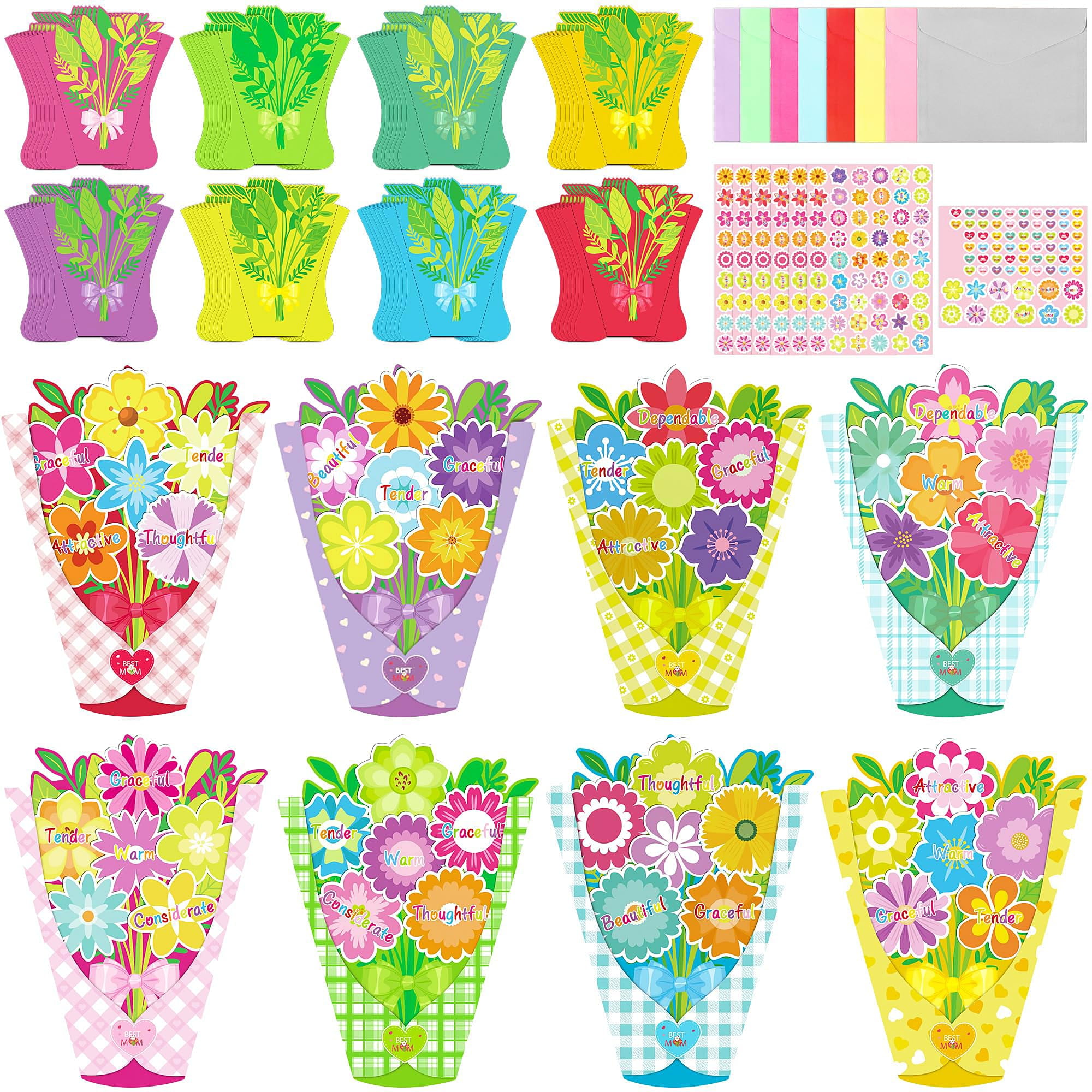80UncleKimby 56Sets Mothers Day SSF20 DIY Flower Crafts Bulk Bouquet ...