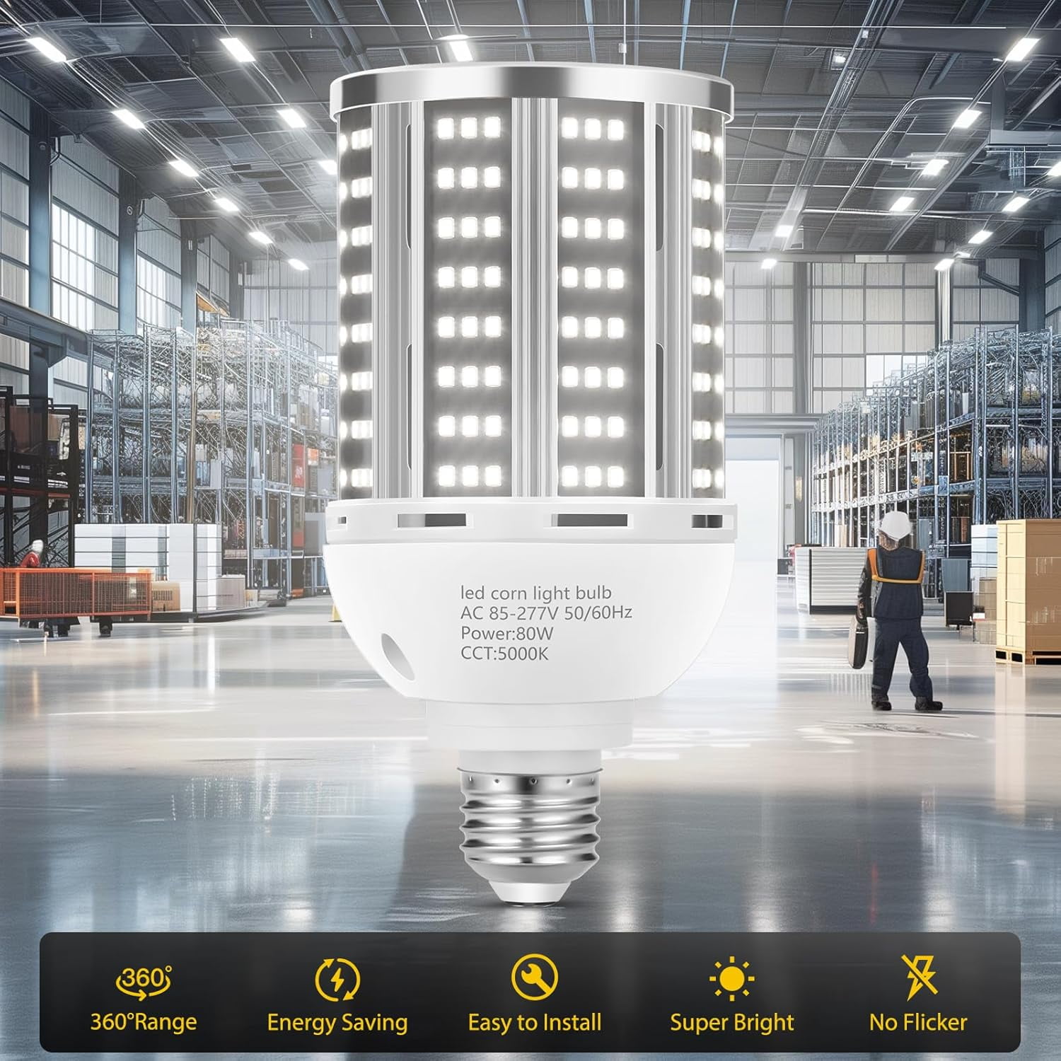 80W 2 pack LED Corn Light Bulb(800W Equivalent ),Commercial Grade ...