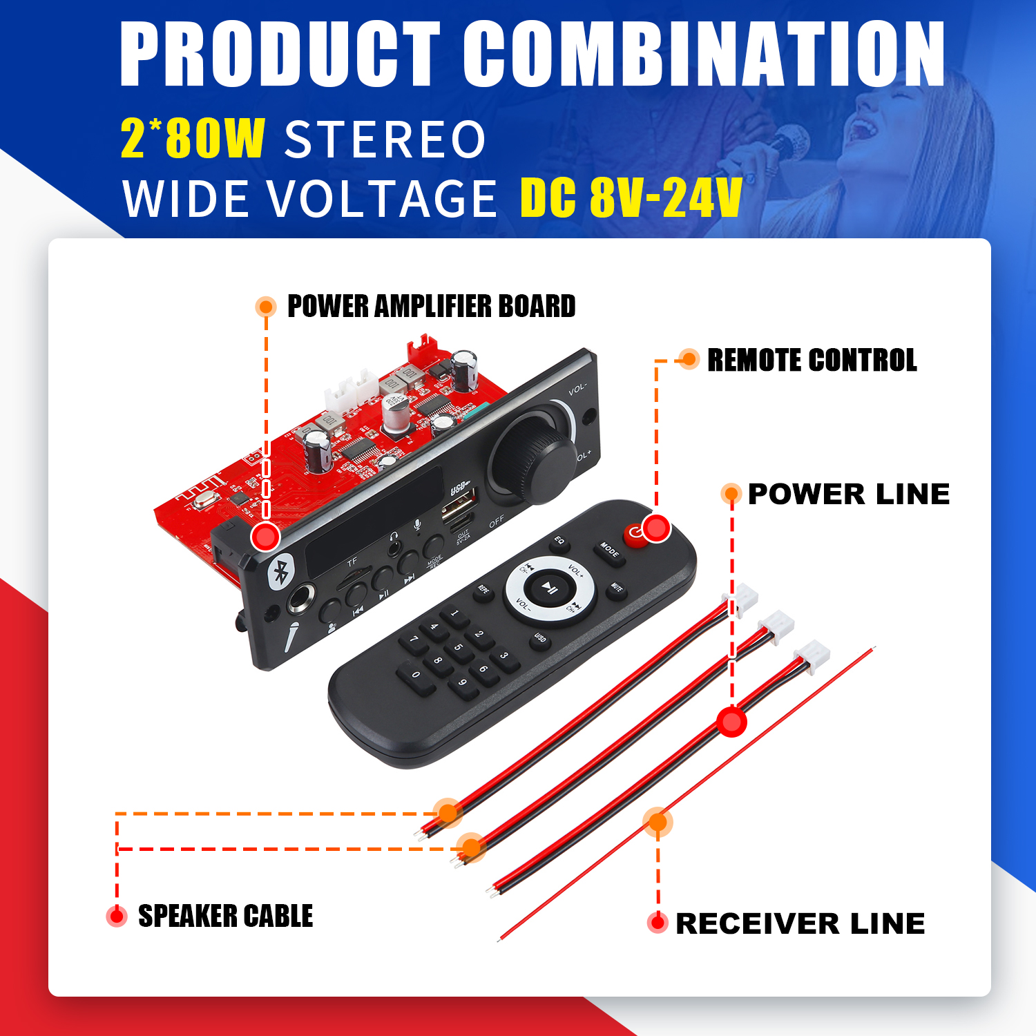 80W Amplifier Bluetooth 5.0 MP3 Decoder Board 12V Car MP3 Player USB FM ...