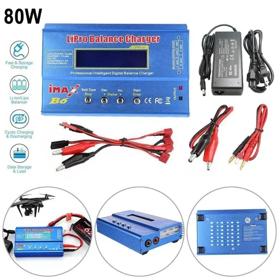 80W Fast Digital Balance Charger for iMAX B6 AC LCD RC LiPo LiFe NiCD ...