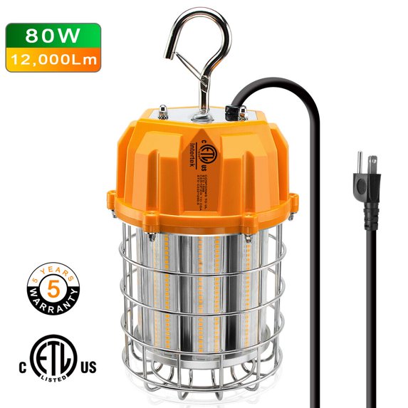 80W LED Temporary Work Light Fixture 100-277VAC High Bay Construction ...