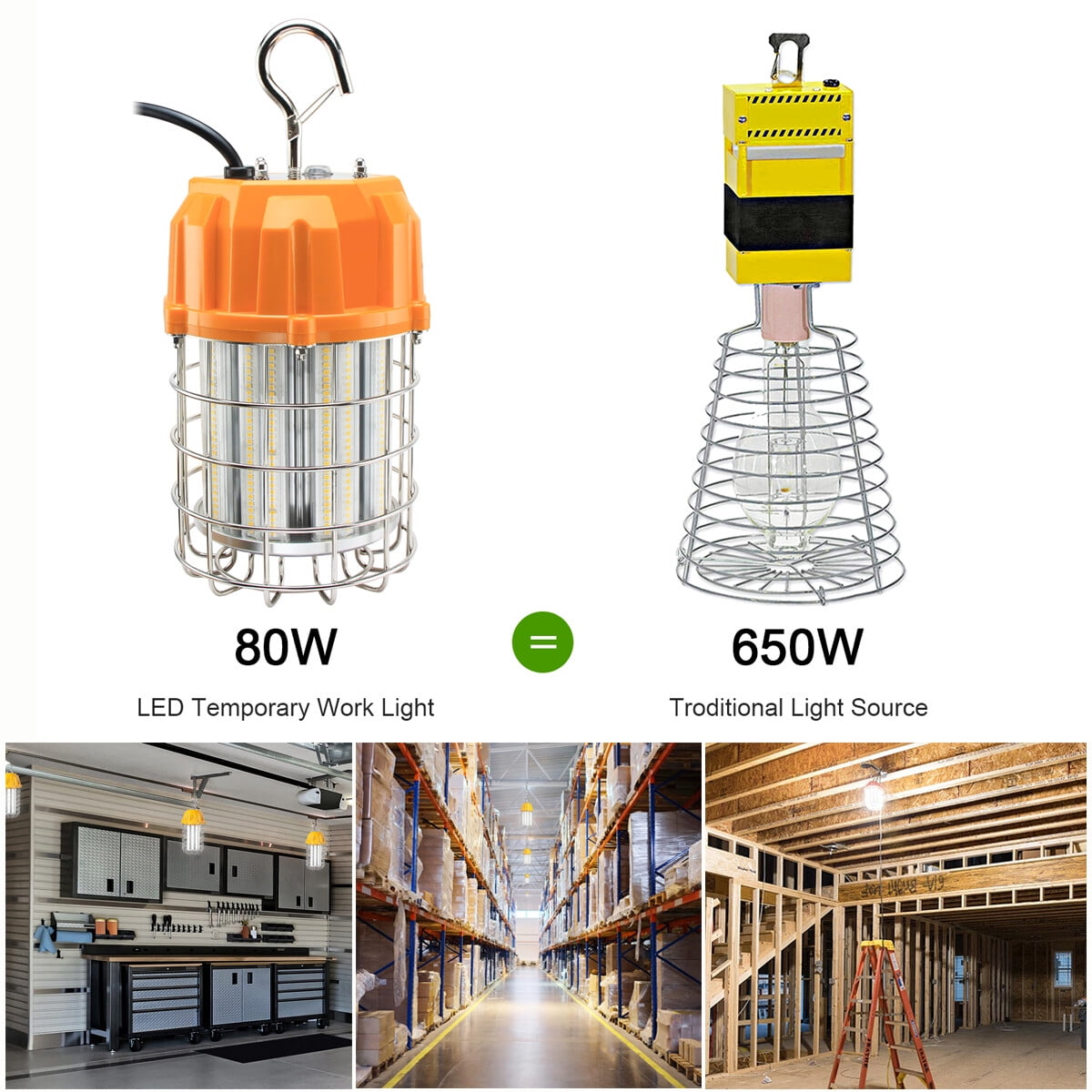 80W LED Temporary Work lights 11600 Lumens Construction High Bay Lights ...