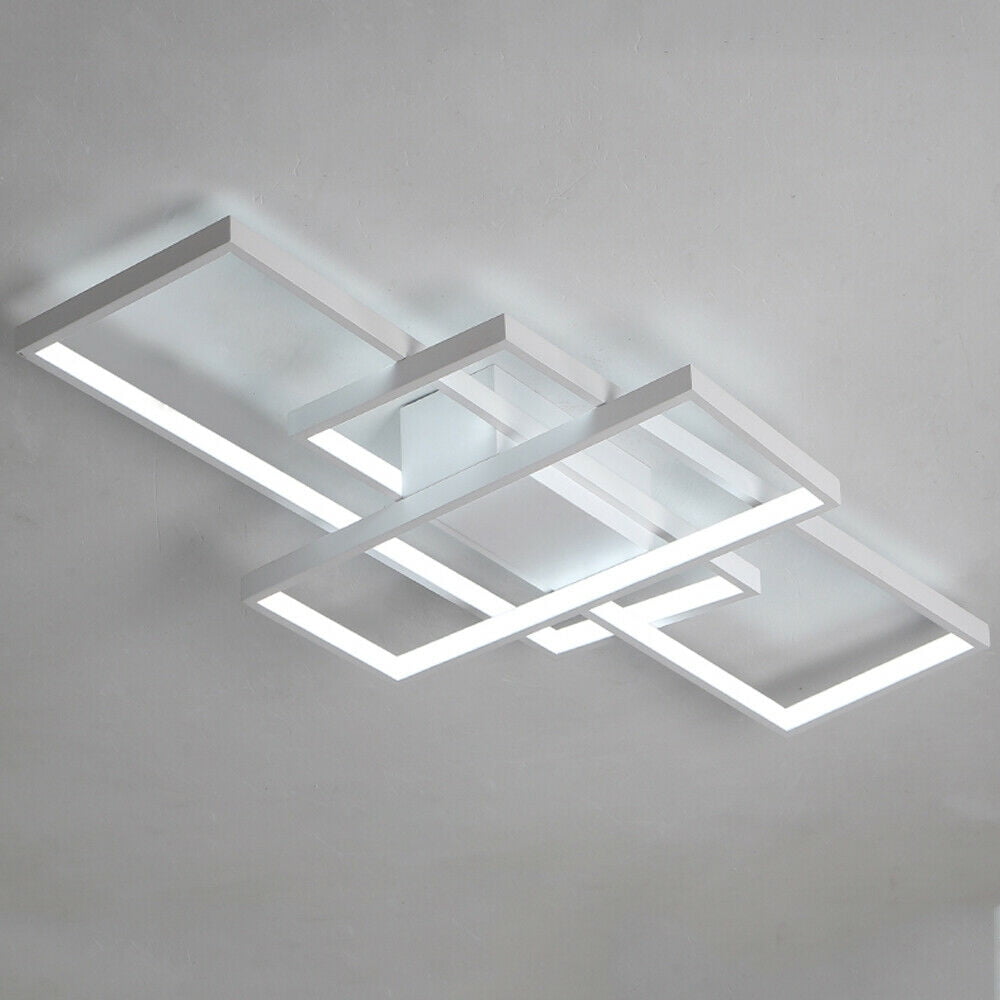 80W Modern Rectangle Ceiling Light LED Lamp Chandelier Living Room ...