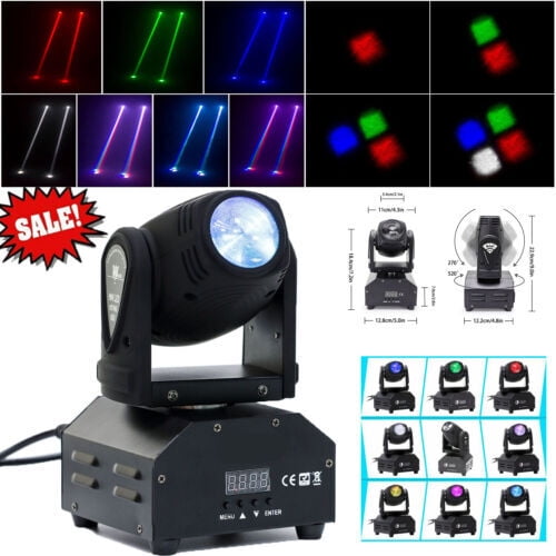80W RGBW Mini Beam Spot Moving Head Stage Light DMX Club Party DJ Disco ...