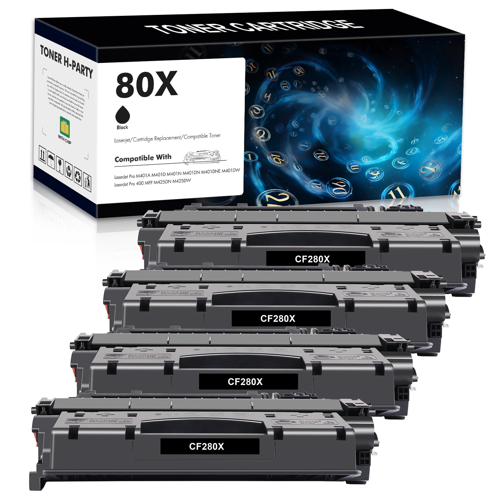80X 80A Toner Cartridge Compatible for 𝗛𝗣 𝟴𝟬𝗫 80A CF280ACF280X Pro 400 ...