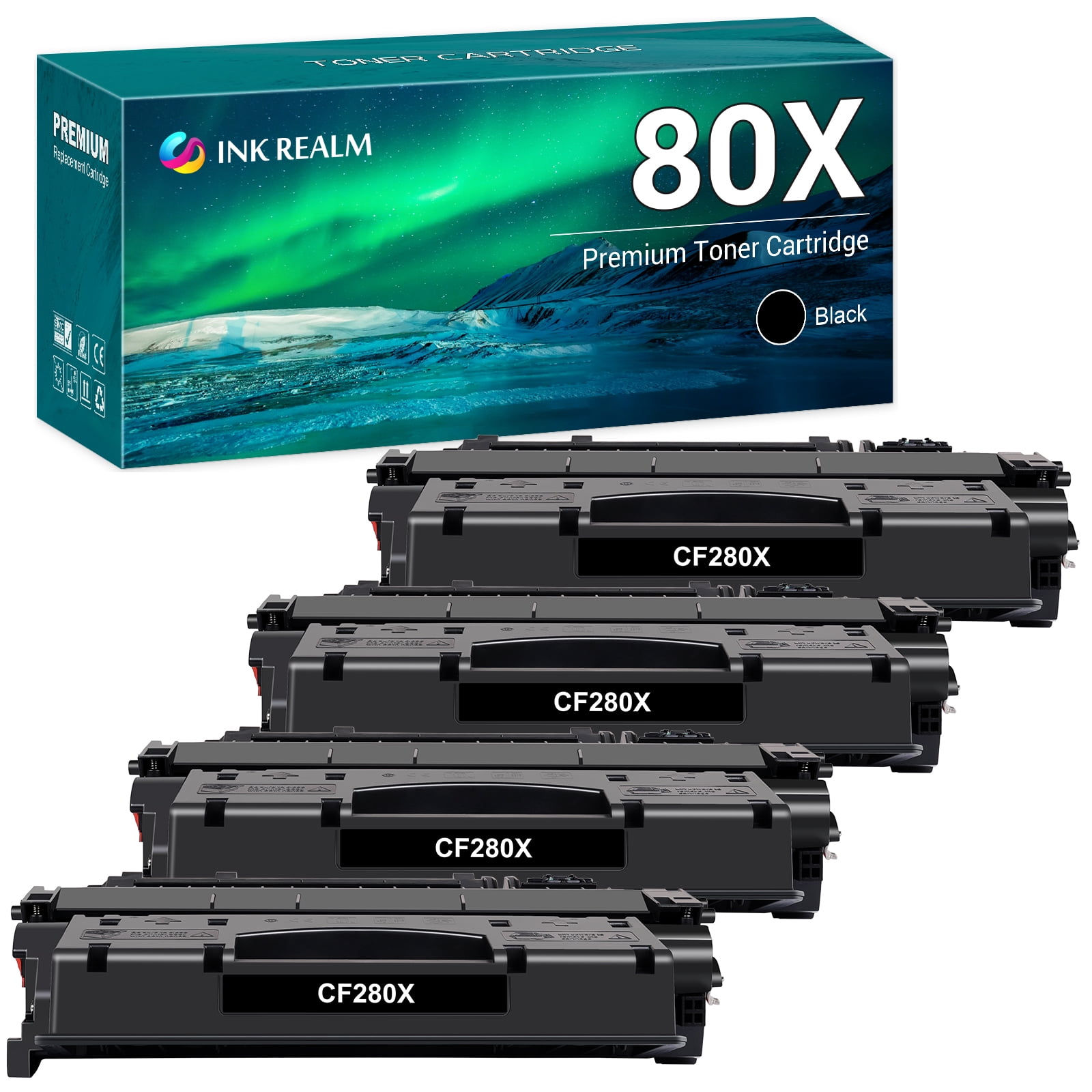 80X CF280X 4 Pack Toner Cartridge Compatible CF280XD Replacement for HP 80X CF280X 80A CF280A ...