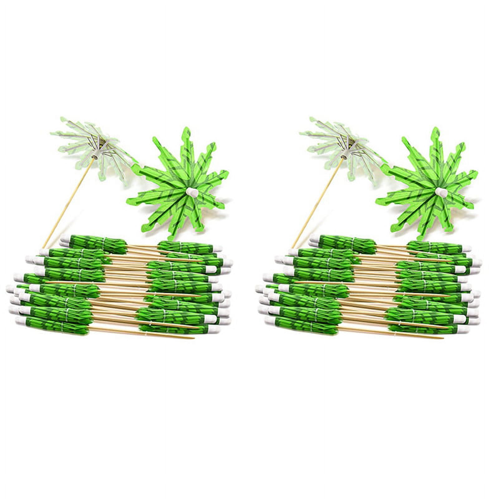 80X Green Coconut Tree Toothpicks Paper Umbrellas Toothpicks Handmade ...