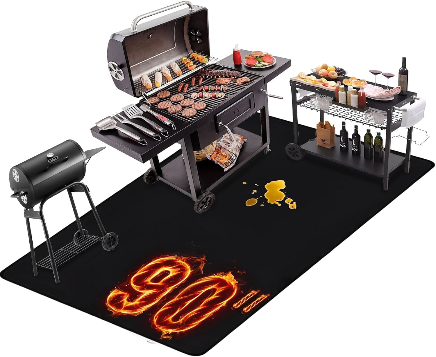 80X48 Inches Extra Large BBQ mats for outdoor grill - Fireproof Deck ...