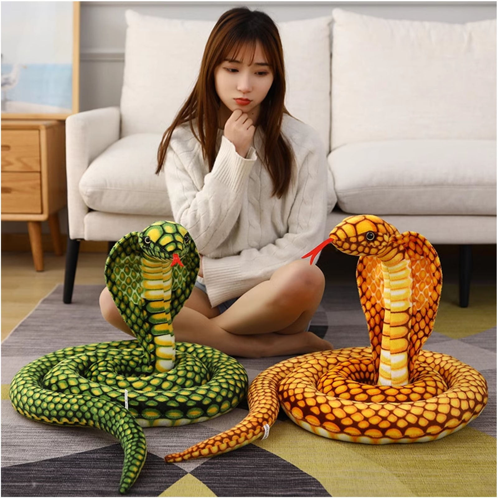80cm Large Cuddly Snake Plush Toy, Realistic Cobra Stuffed Animal ...