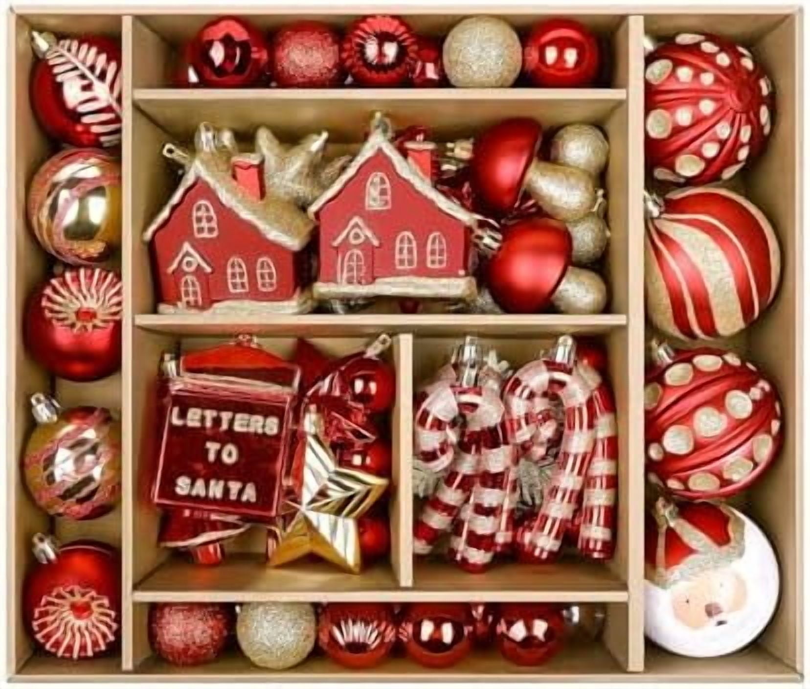 80ct Christmas Balls Ornaments Set, Shatterproof Plastic Colorful Xmas ...
