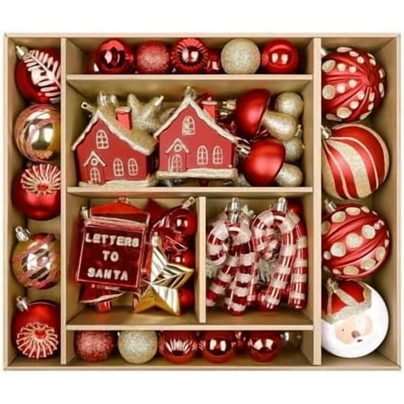 80ct Christmas Balls Ornaments Set, Shatterproof Plastic Colorful Xmas ...