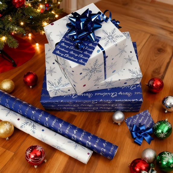 80gsm Christmas Wrapping Paper - Thick Durable Fade-Resistant Festive ...