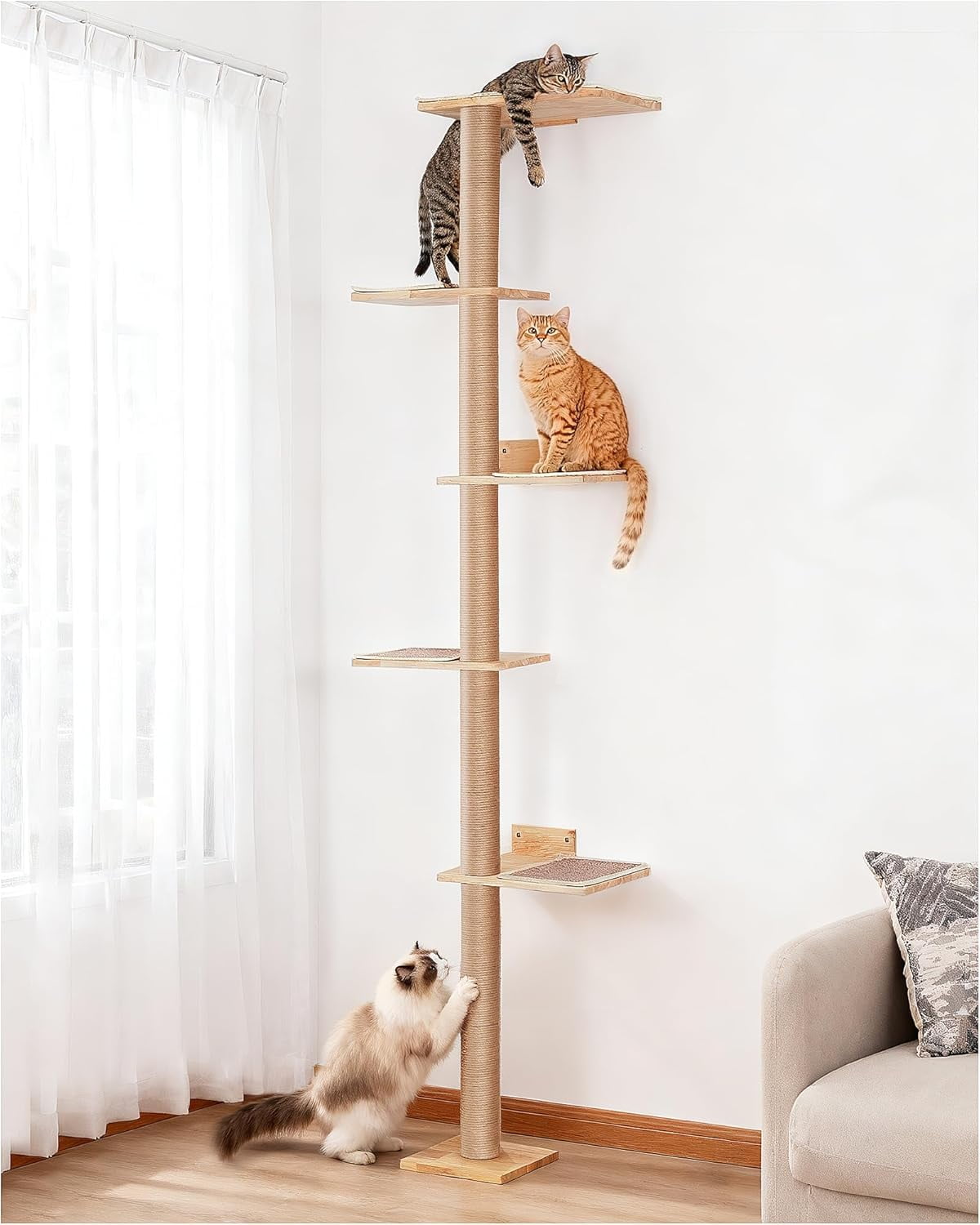 80inch Tall Cat Tree Wall Mount, 15.8in Big Perch Bed for Large Adult ...