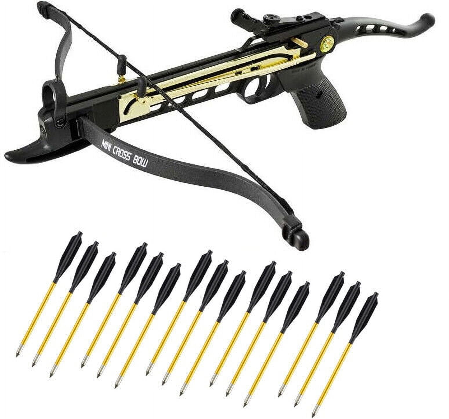80lbs Self-Cocking Hunting Pistol Crossbow with 15 Arrows, Black Metal ...
