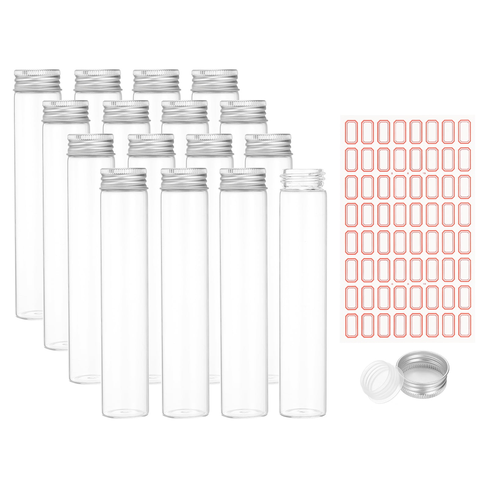 80ml Test Tubes with Caps, 24Pcs 30x150mm Glass Clear Flat Bottom Test ...