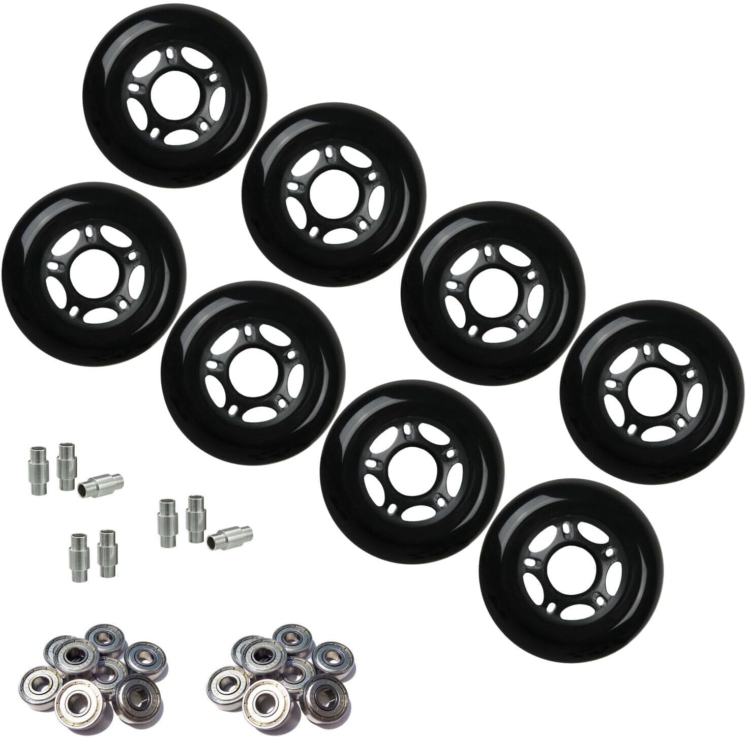 80mm 82A Bearings Spacers Outdoor Rollerblade Inline Hockey Fitness ...
