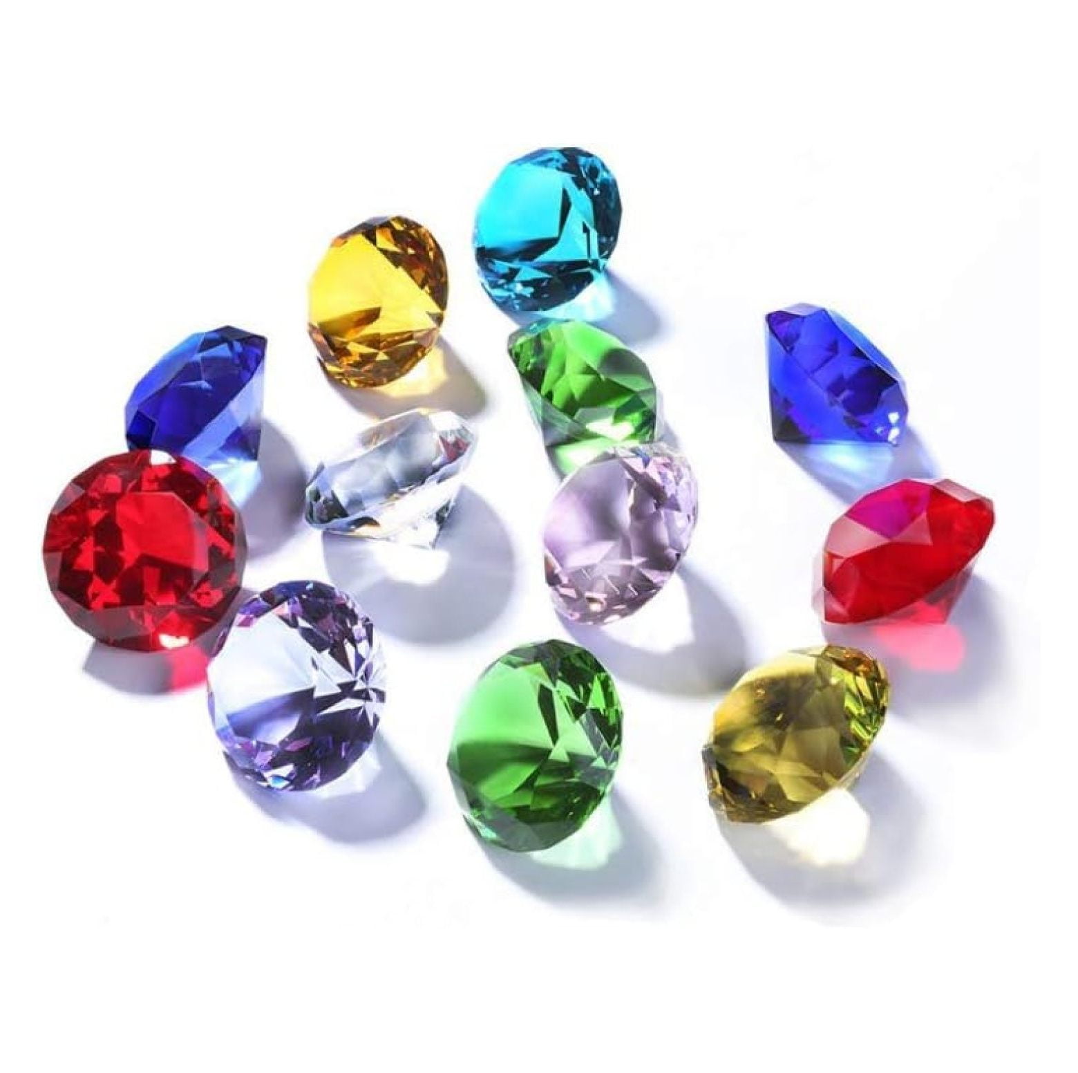 80mm Glass Crystal Paperweights - 12pcs Multicolor Decorative Crystals ...