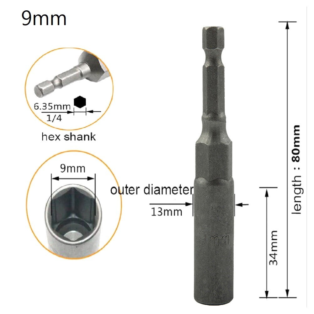 80mm Length Hex Sockets Sleeve Nozzles Nut Driver Screwdriver Nut Bolt ...