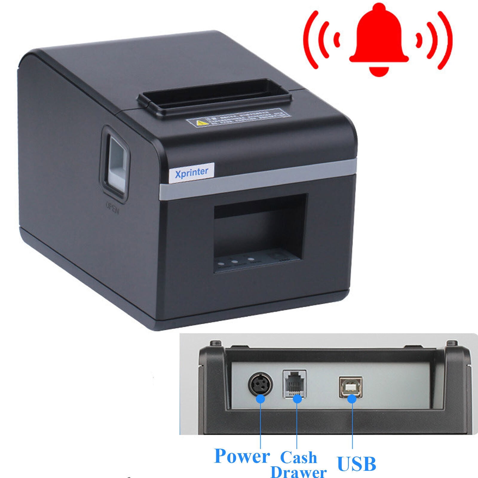 80mm Thermal Receipt Printer Auto Cutter, Mini Thermal POS Printer with ...
