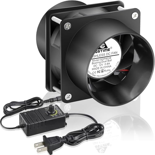 80mm x 38mm 12V DC Axial Fan with 3 Inch Duct Flanges Variable Speed ...