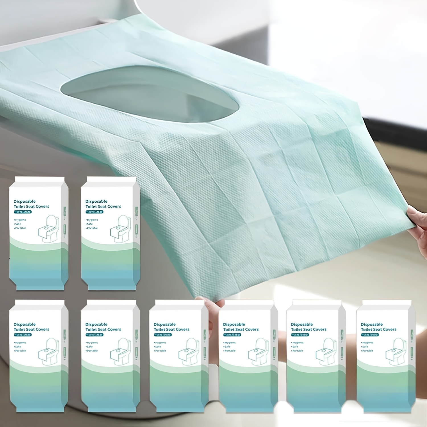 80pc Disposable Toilet Seat Covers, 16x24in. Portable for Travel ...