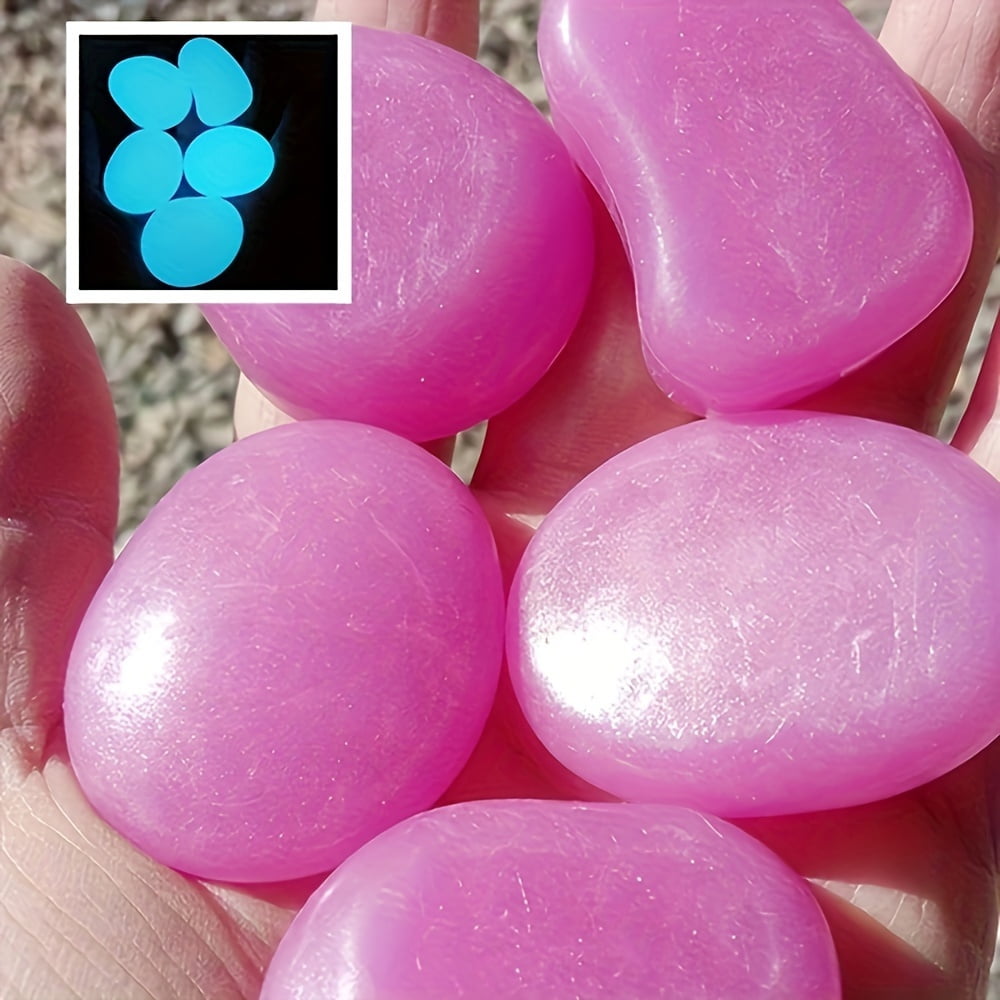 80pcs (1.77in) oversized luminous pebbles shimmer in the dark and are ...