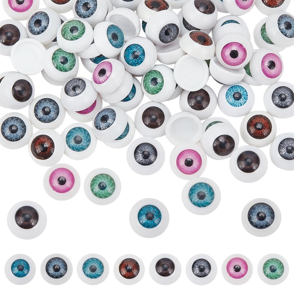 80pcs 12mm Eyeballs 8 Colors Craft Eyes Realistic Human Eyes Hollow ...