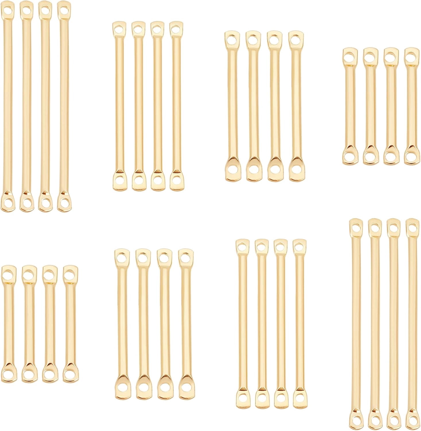80pcs 14K Gold Plated Earring Links Bars Connectors Brass 2-Hole ...