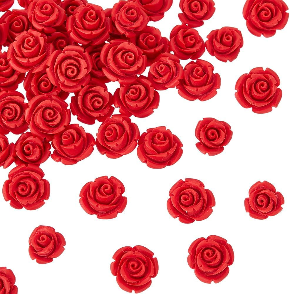 80pcs 2 styles Cinnabar Beads Rose FireBrick 10~12.5x10~12.5x8~9.5mm ...