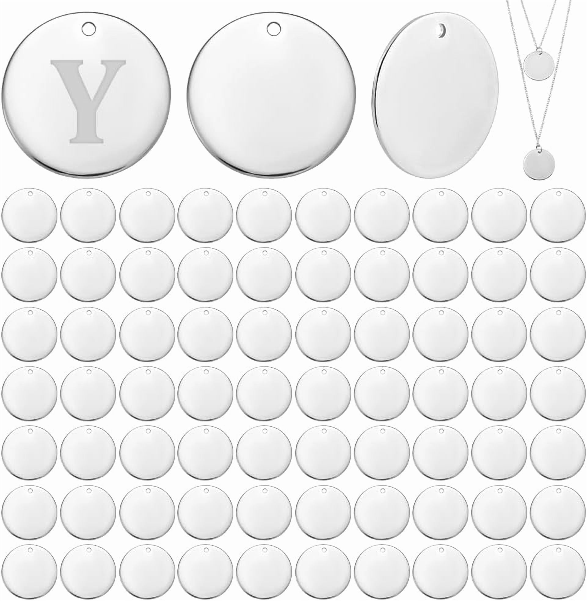 80pcs 20mm 304 Stainless Steel Stamping Blank Tag Pendants Flat Round ...
