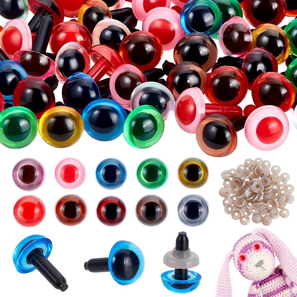 80pcs 8 Colors 3D Safety Eyes 10mm Crochet Eyes Resin Amigurumi Eyes ...
