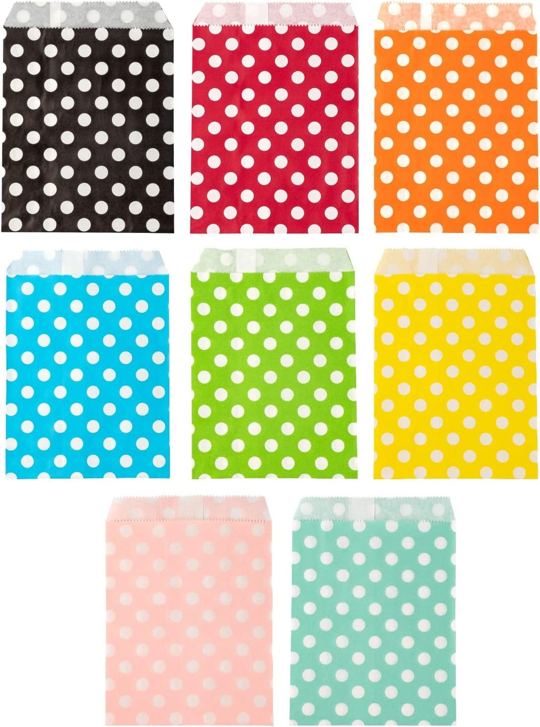 80pcs 8 Colors Candy Buffet Bags Polka Dot Paper Treat Bags Rectangle ...