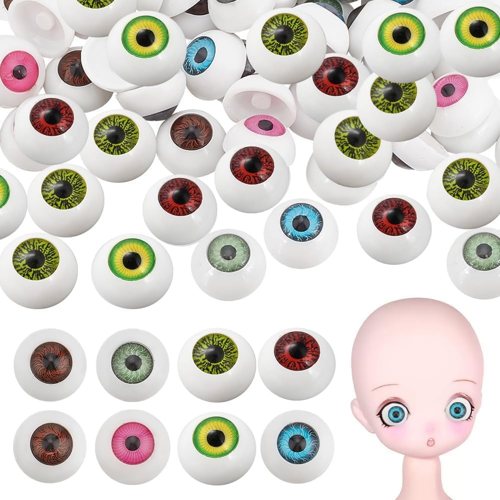 80pcs 8 Colors Safety Eyes Plastic Craft Eyes Hollow Eyeballs Half ...