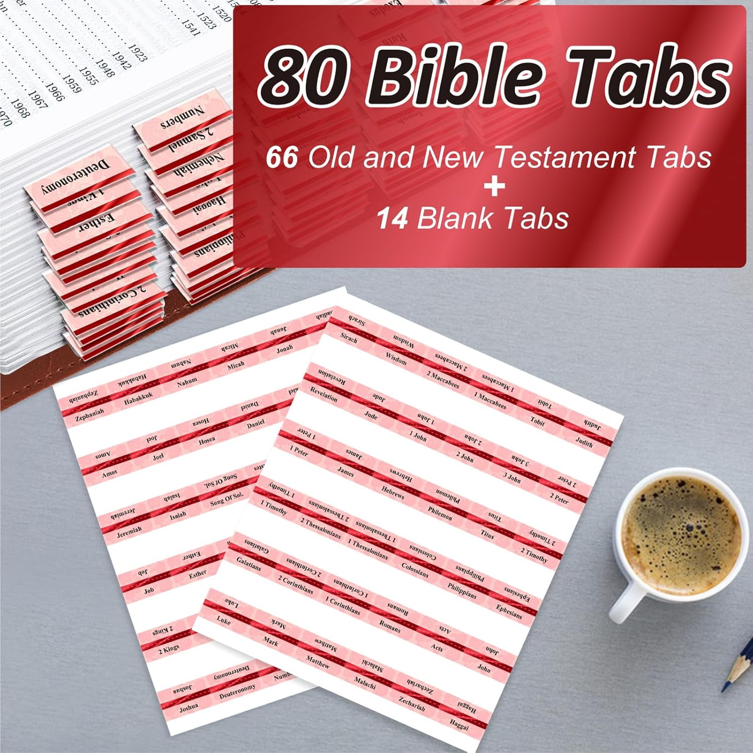 80pcs Bible Tabs,Rose Theme, Laminated Bible Tabs for Women and Men ...